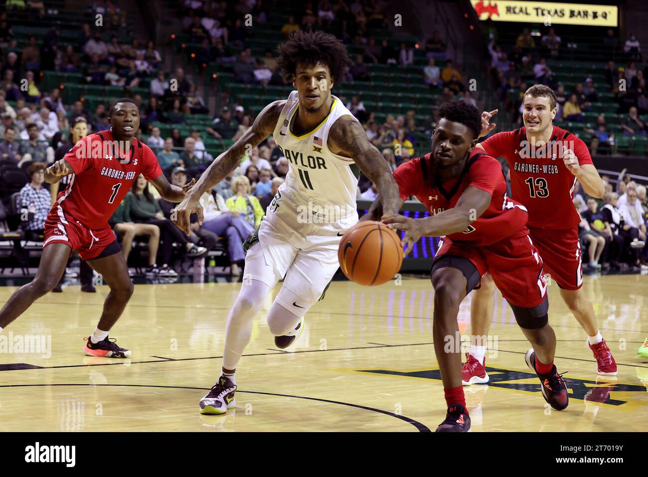 Baylor forward Jalen Bridges (11) and Gardner-Webb guard Caleb Robinson ...