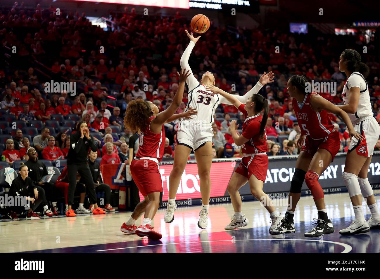 TUCSON, AZ - NOVEMBER 12: Arizona Wildcats forward Isis Beh #33 reaches ...