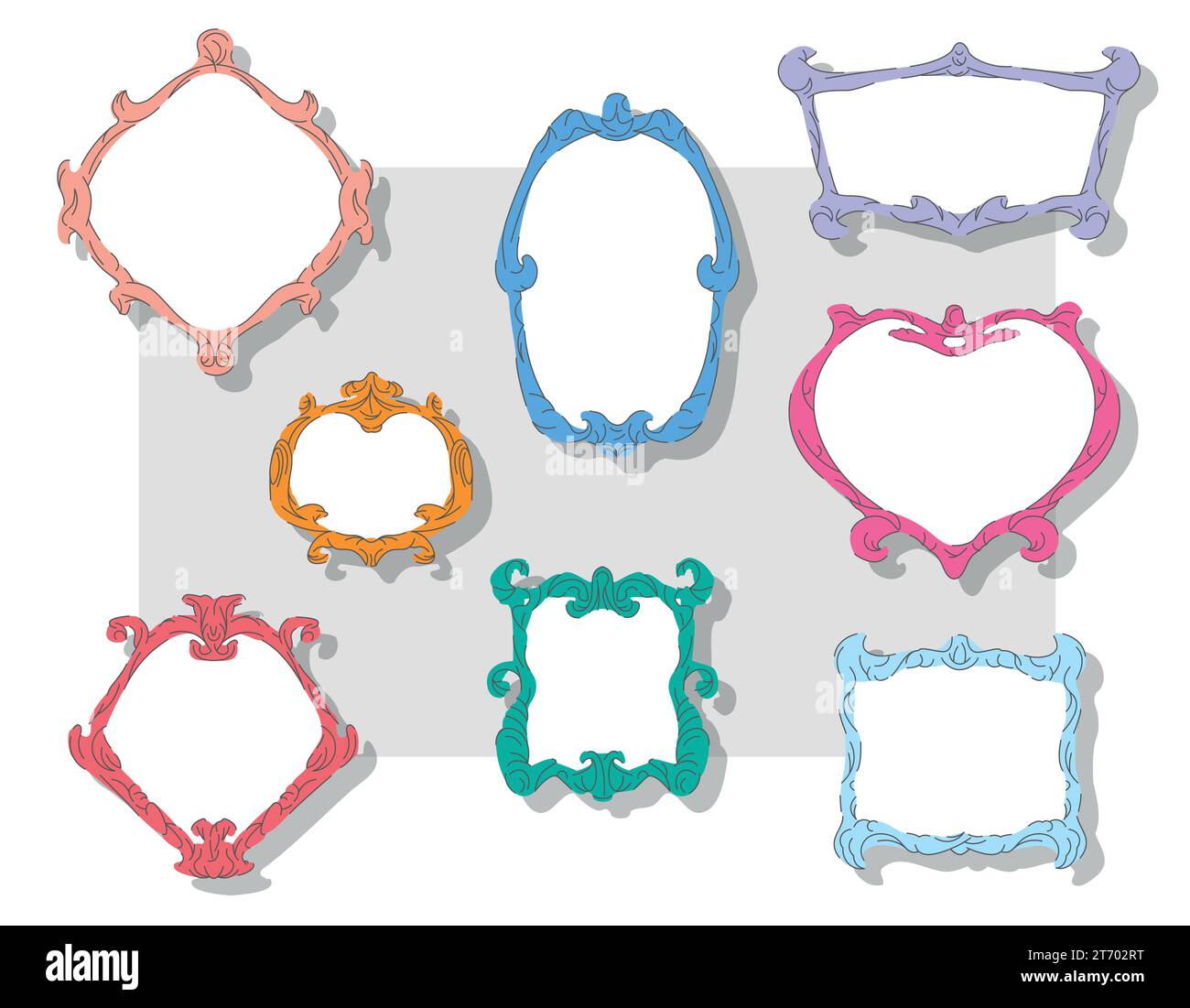 Set of blank picture frames in vintage Victorian style. Set of antique ...