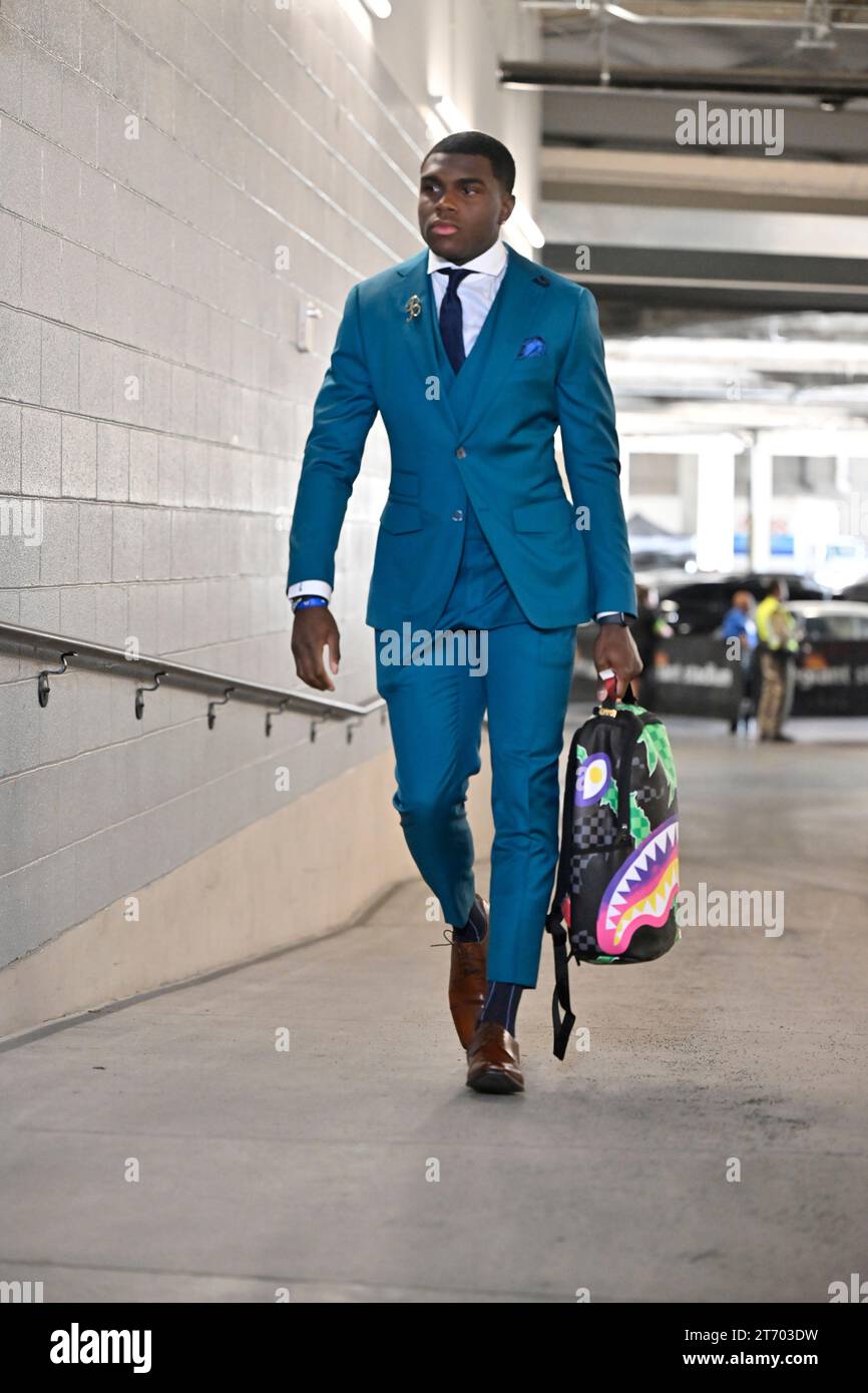 Las Vegas Raiders cornerback Jakorian Bennett arrives before the start ...