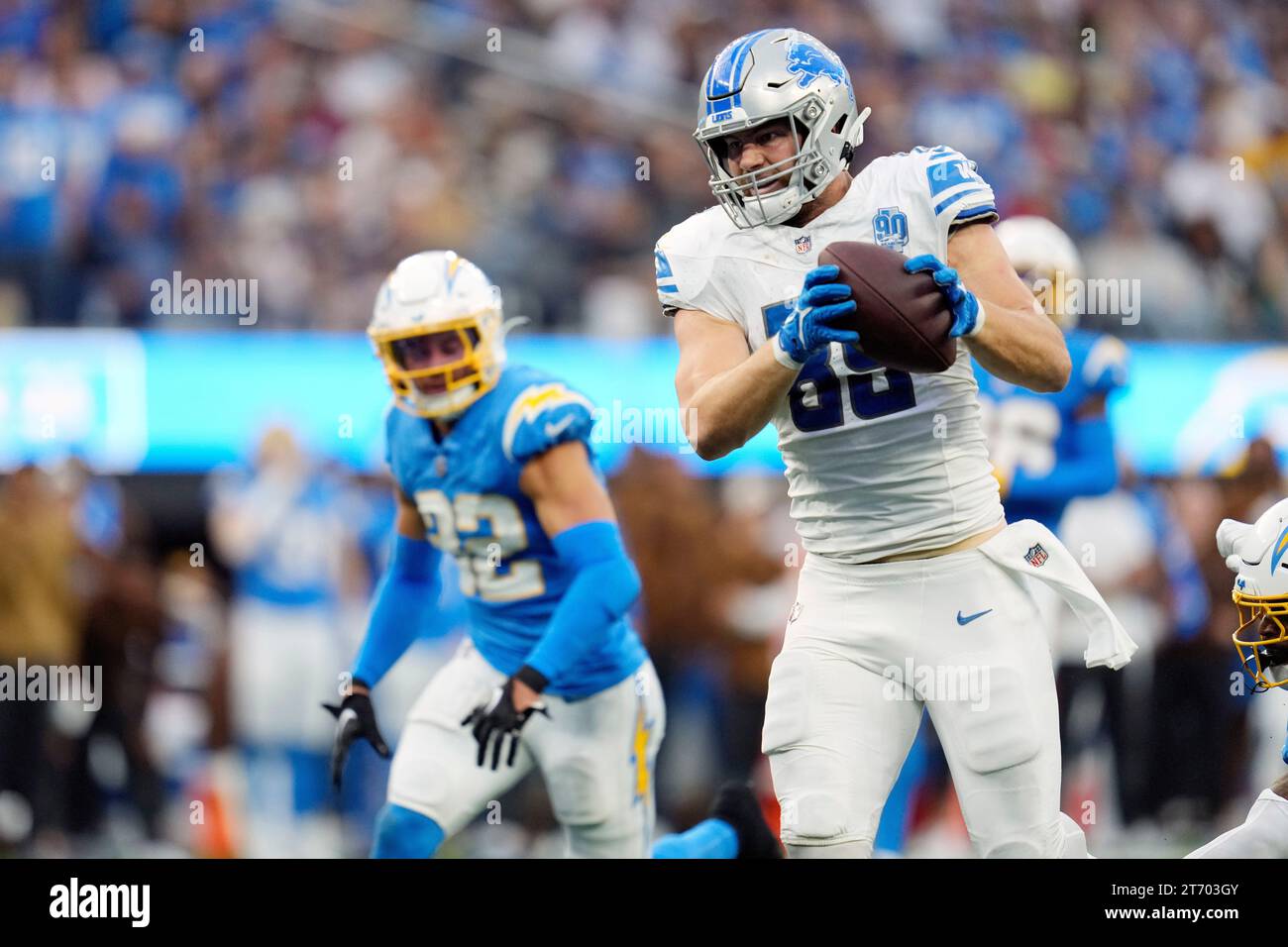 Detroit Lions tight end Brock Wright (89) makes a touchdown catch ...