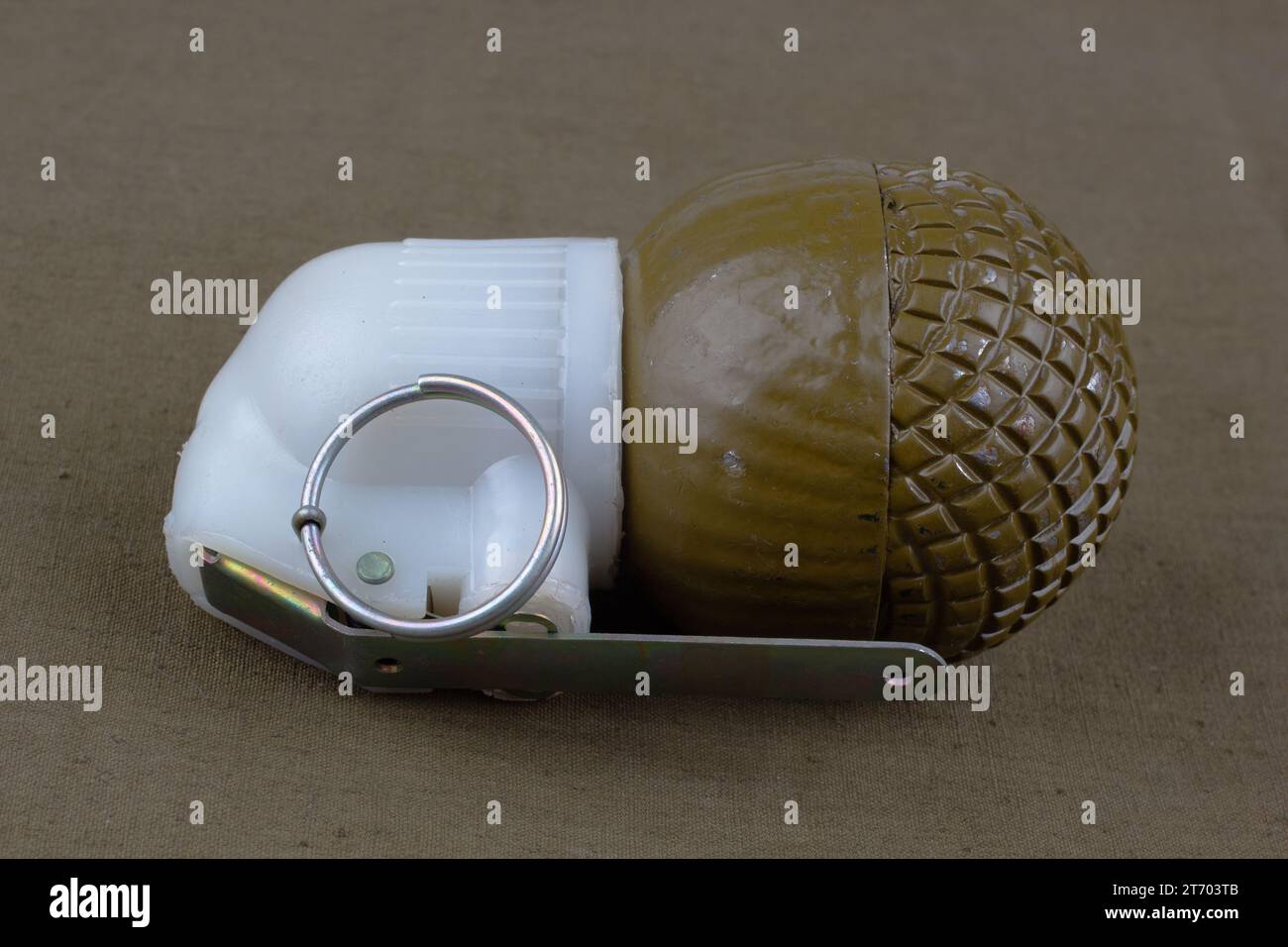 Soviet hand grenade RGO on khaki canvas background Stock Photo - Alamy