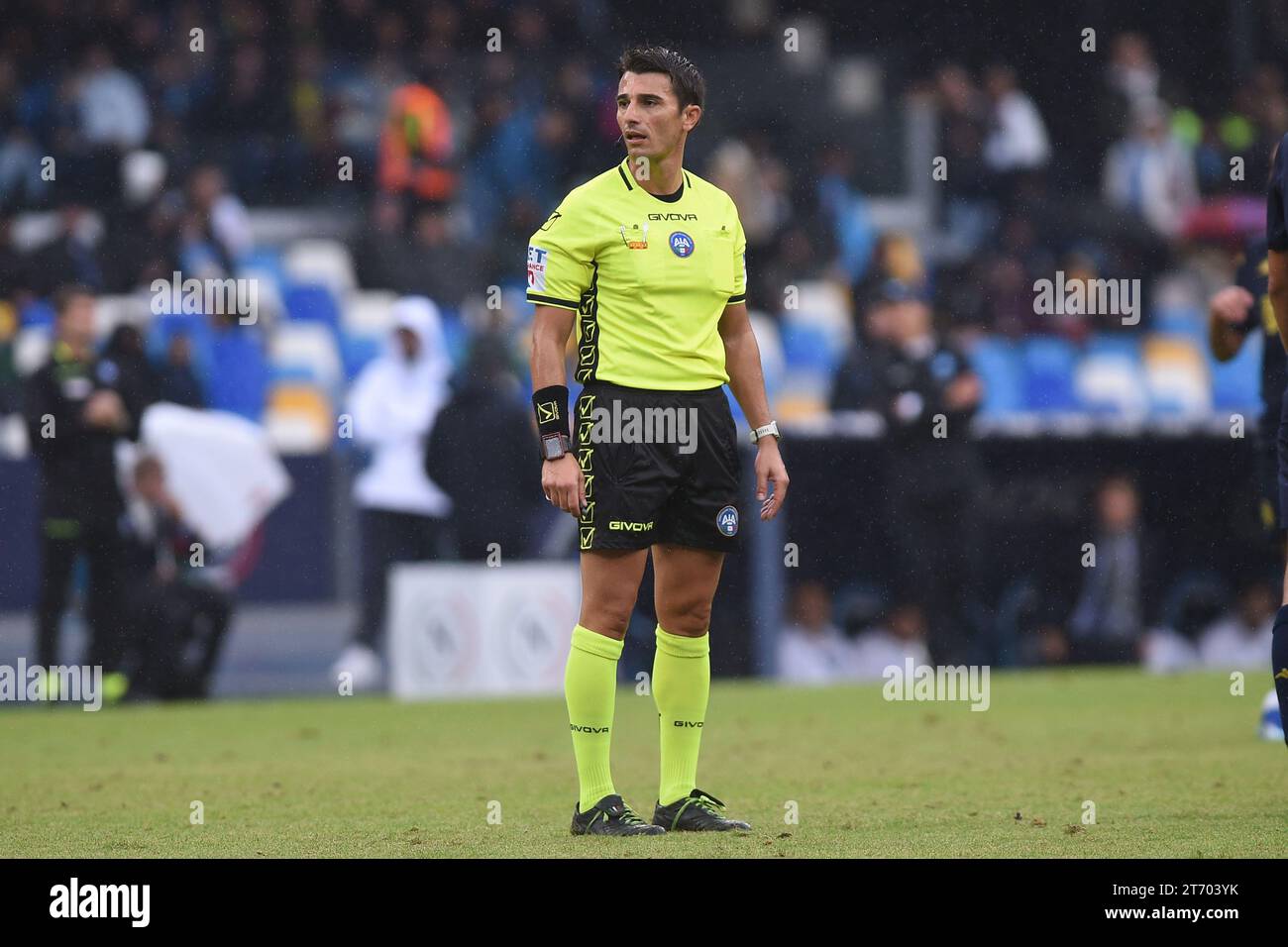 Naples, Italy. 12 Nov, 2023. Referee Alessandro Prontera during the ...