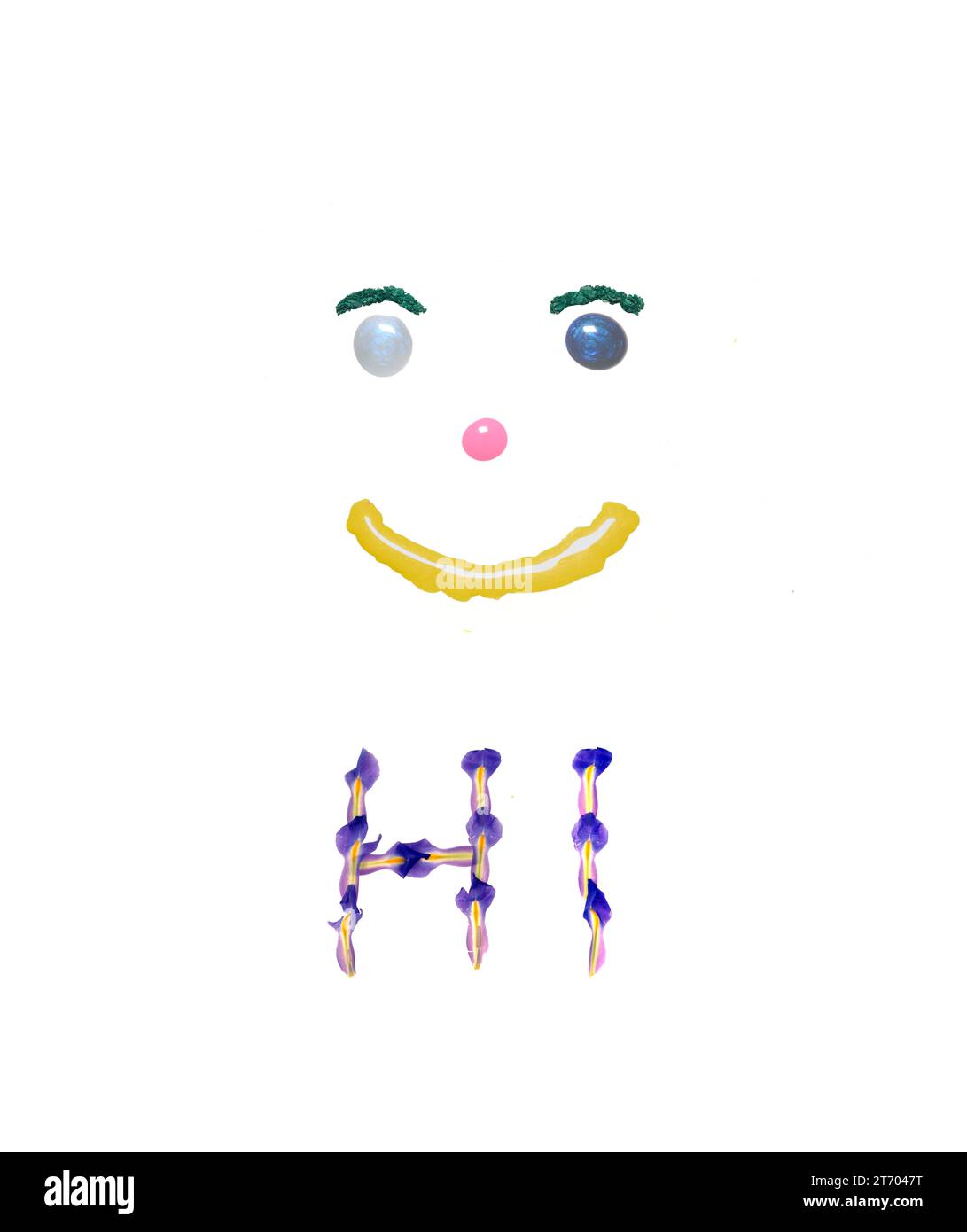 Smiley face- saying HI, vibrantly created using nail polish, relates to ...