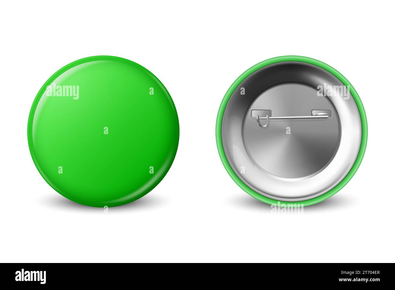 Vector 3d Realistic Blank Green Round Button Badge Set Closeup Isolated ...