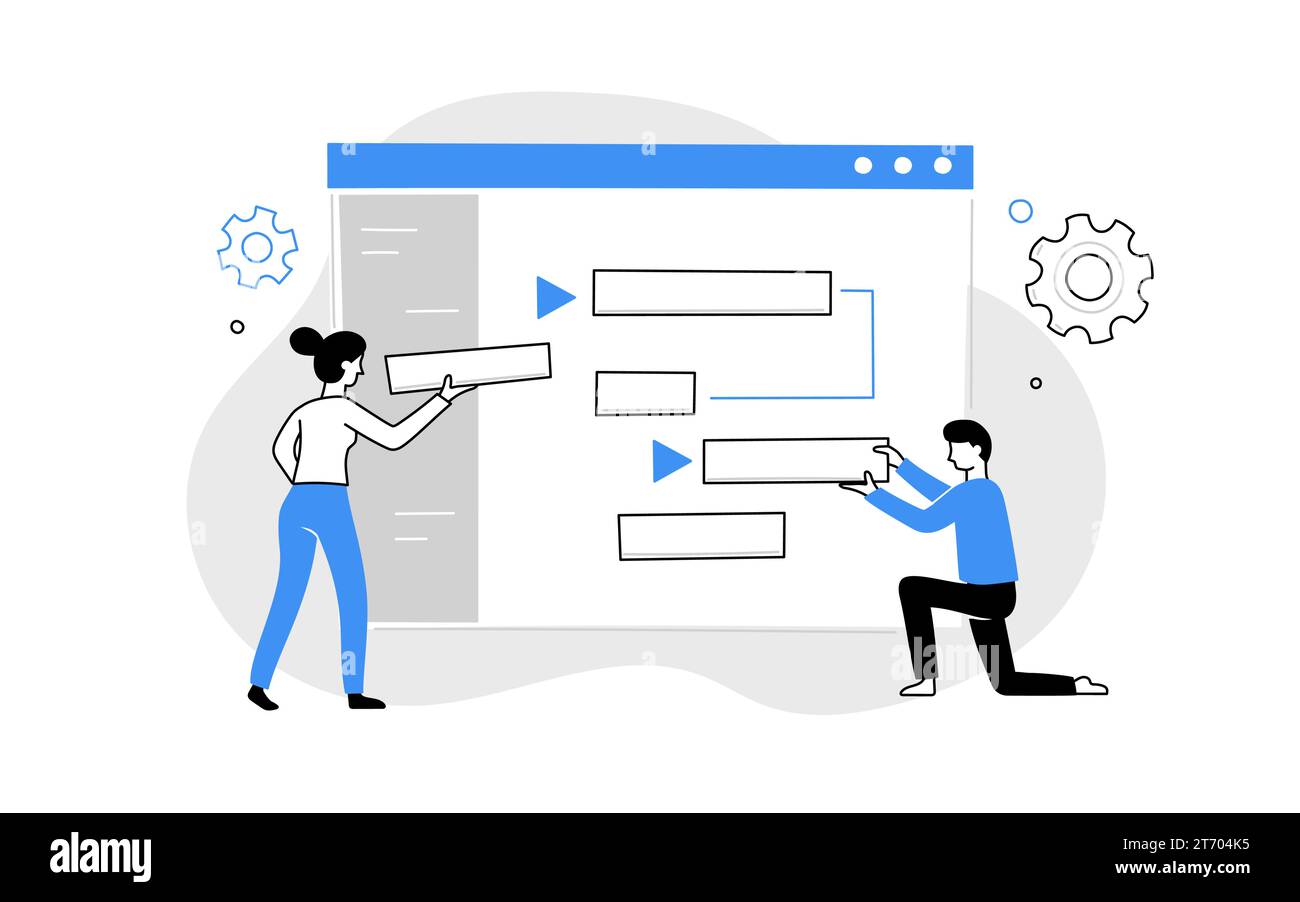 Project manage software work doodle line people. Business project ...