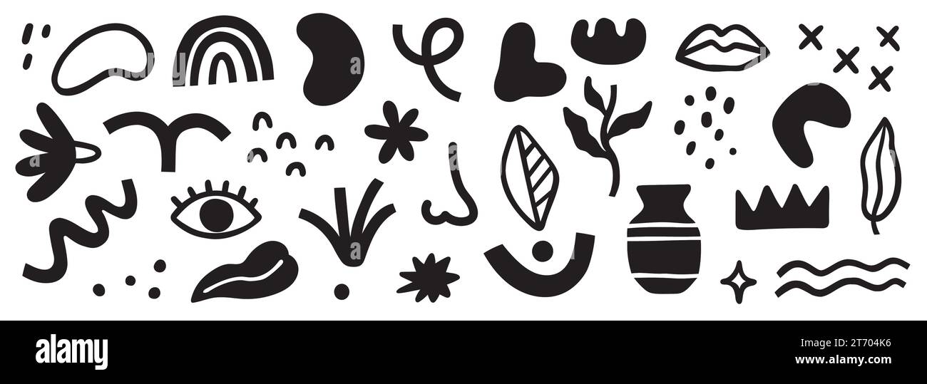 Abstract blob shape doodle set element. Geometric abstract flower, blob ...