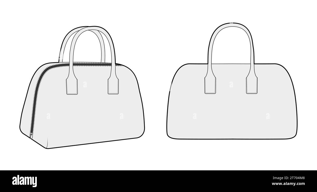 Bowling Tote silhouette bag. Fashion accessory technical illustration ...