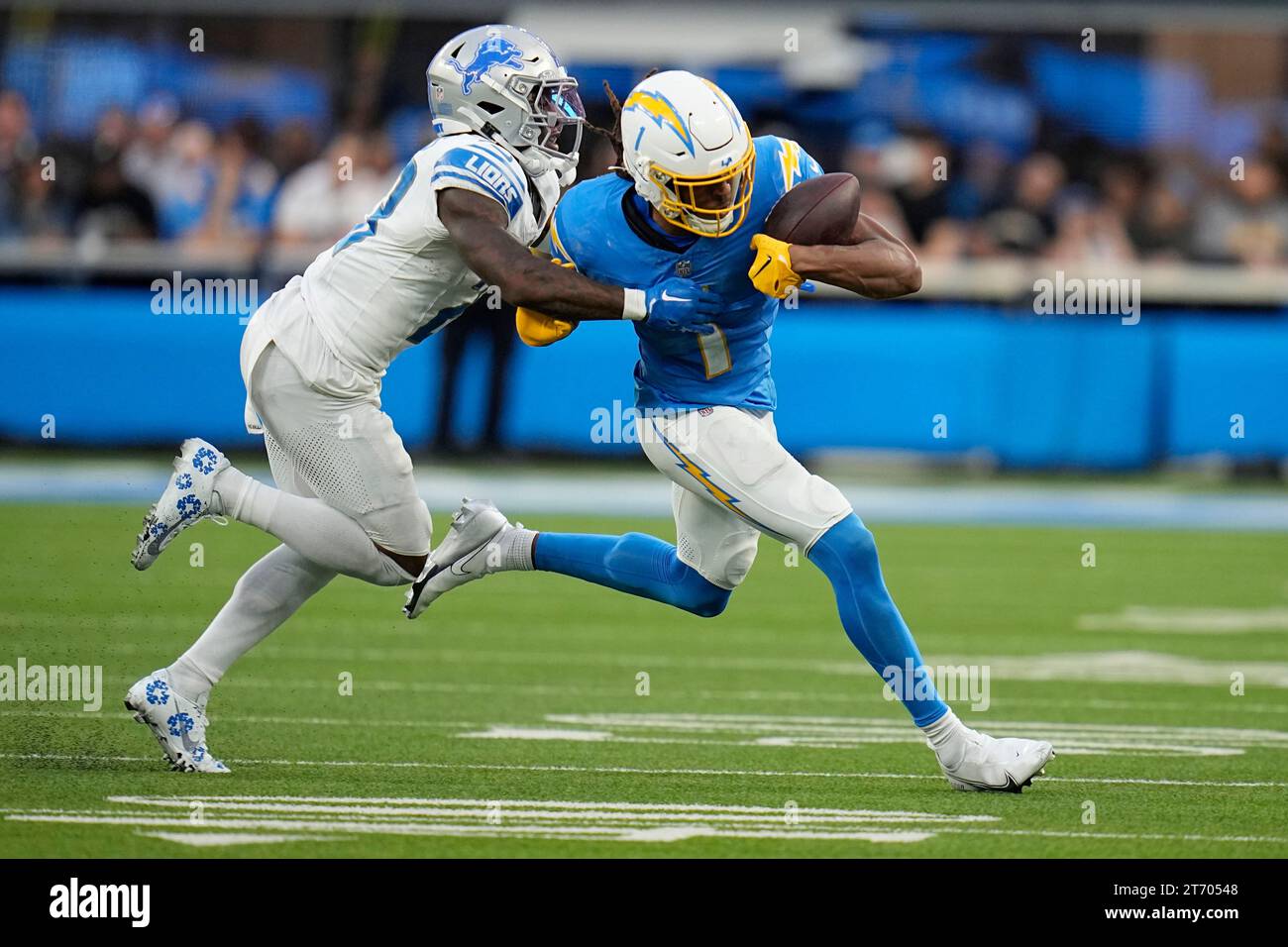 Los Angeles Chargers wide receiver Quentin Johnston (1) makes a catch ...