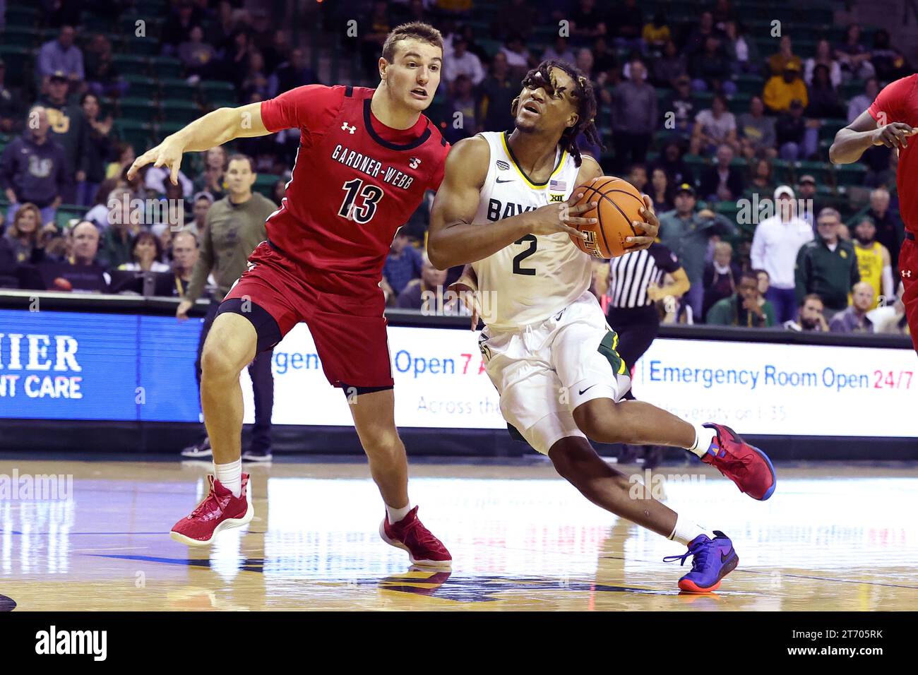 Baylor guard Jayden Nunn (2) drives the ball upcourt against Gardner ...