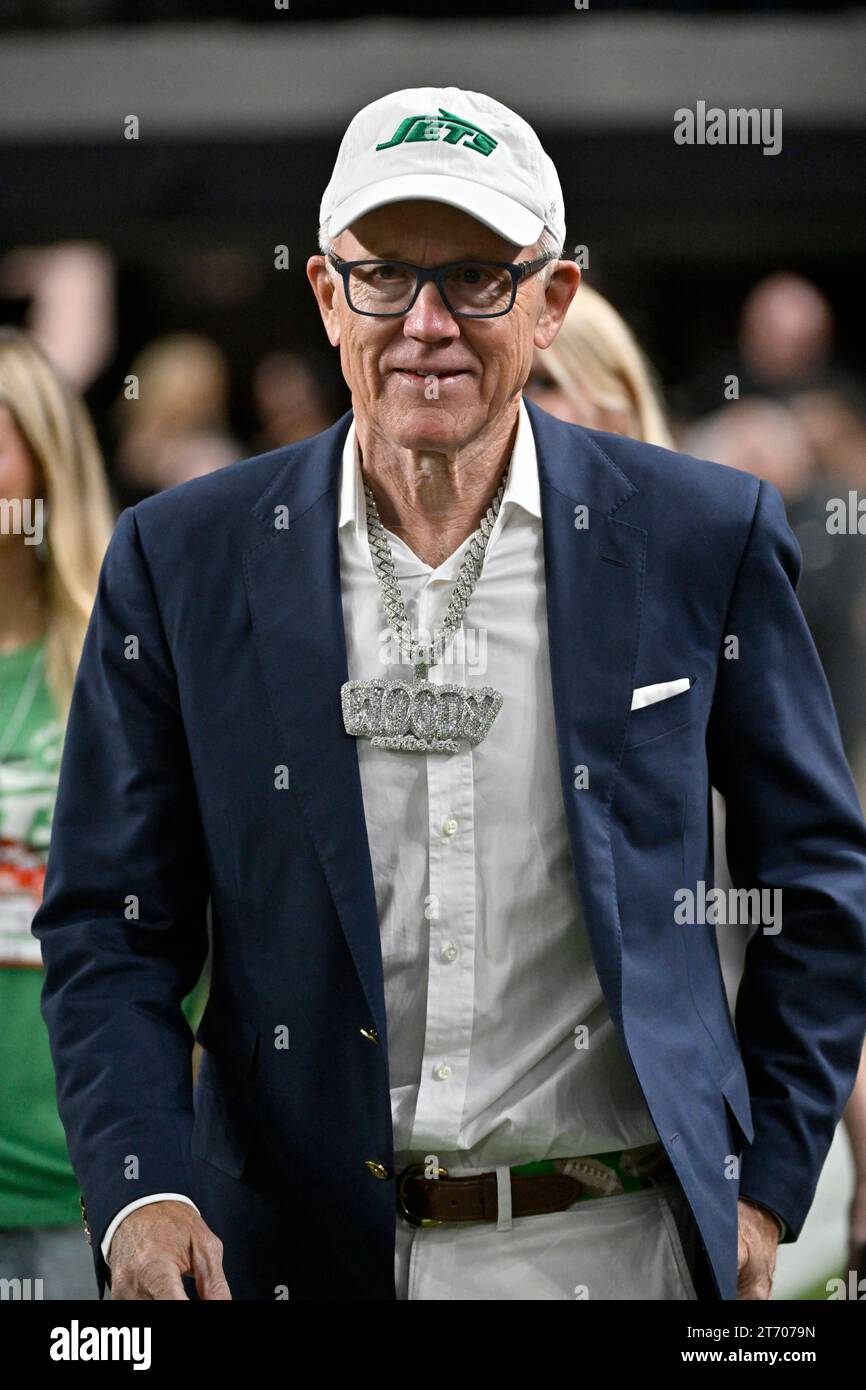 New York Jets owner Woody Johnson is seen before the start of an NFL football game between the ...