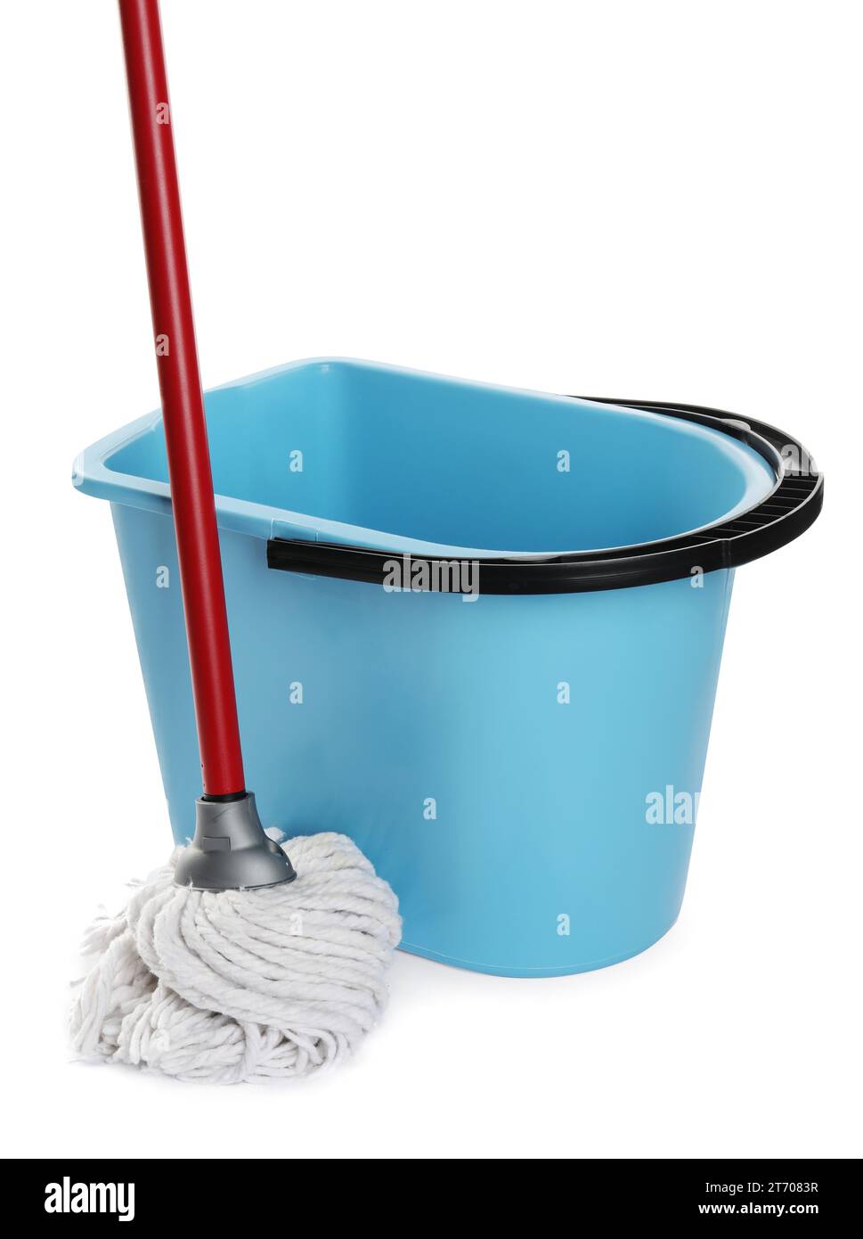 String mop and bucket isolated on white Stock Photo - Alamy