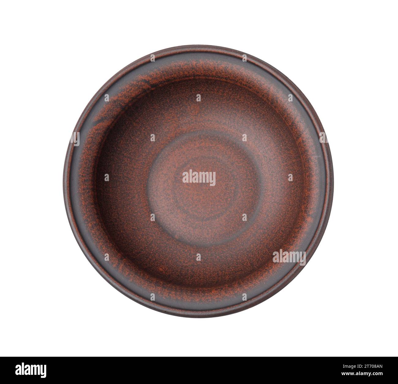 One clay bowl isolated on white, top view. Cooking utensil Stock Photo ...
