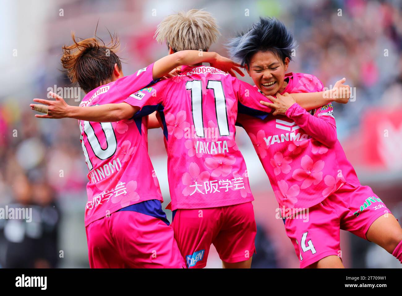 (L-R) Shinomi Koyama, Miyu Yakata, Serika Takawa (Cerezo Ladies), NOVEMBER 12, 2023 - Football ...