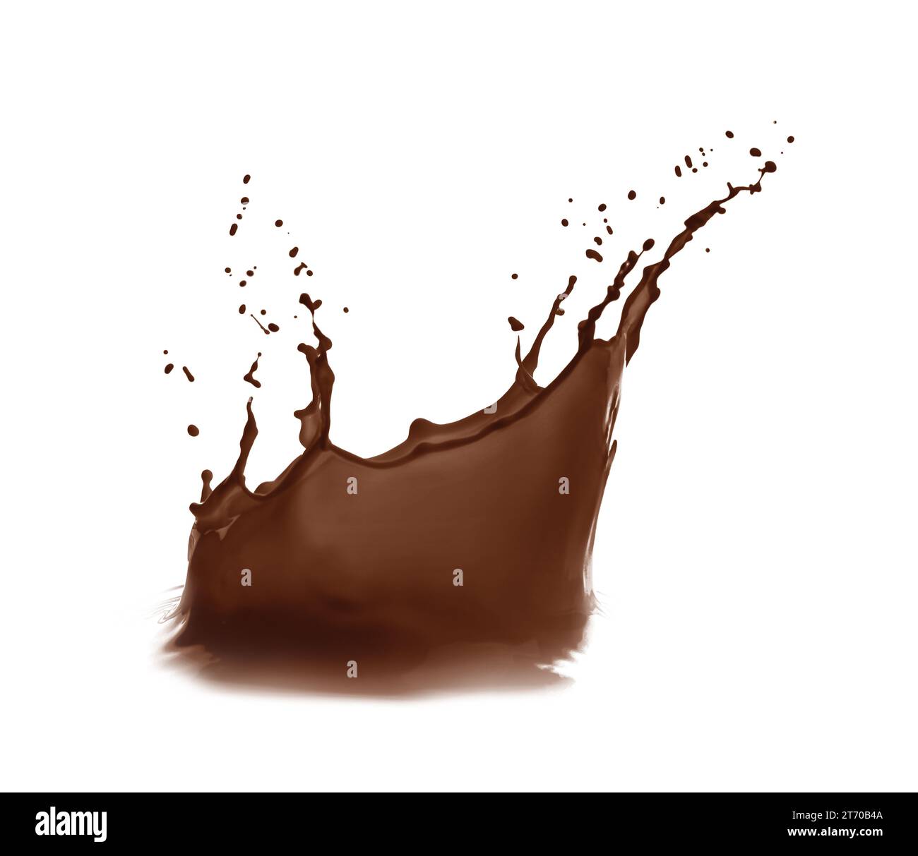 Chocolate color liquid splashing on white background Stock Photo - Alamy