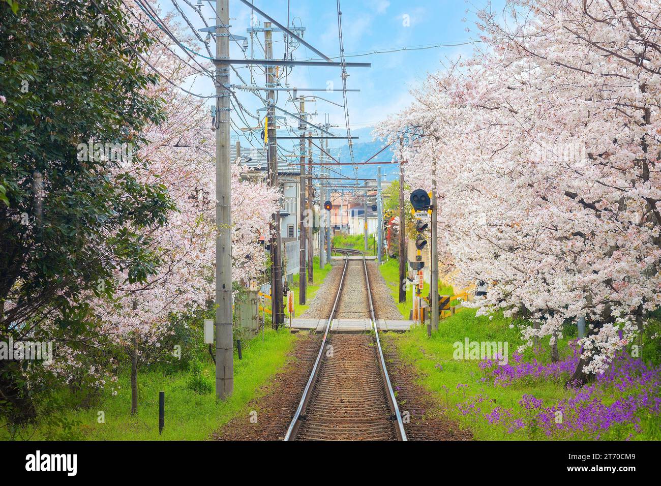 Kyoto, Japan - March 31 2023: Keifuku Tram is operated by Keifuku ...