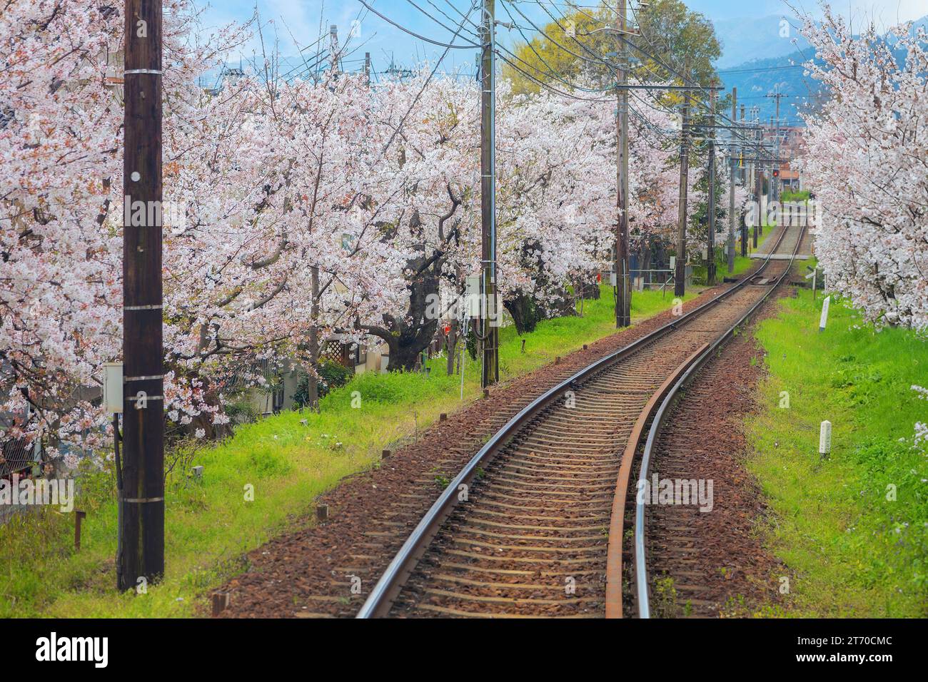 Kyoto, Japan - March 31 2023: Keifuku Tram is operated by Keifuku ...