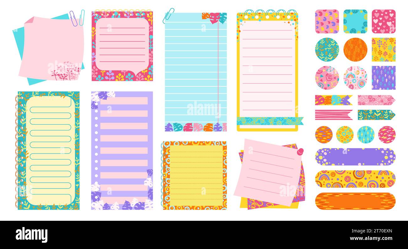 Notepaper page, bookmark and sticker set with abstract pattern design ...