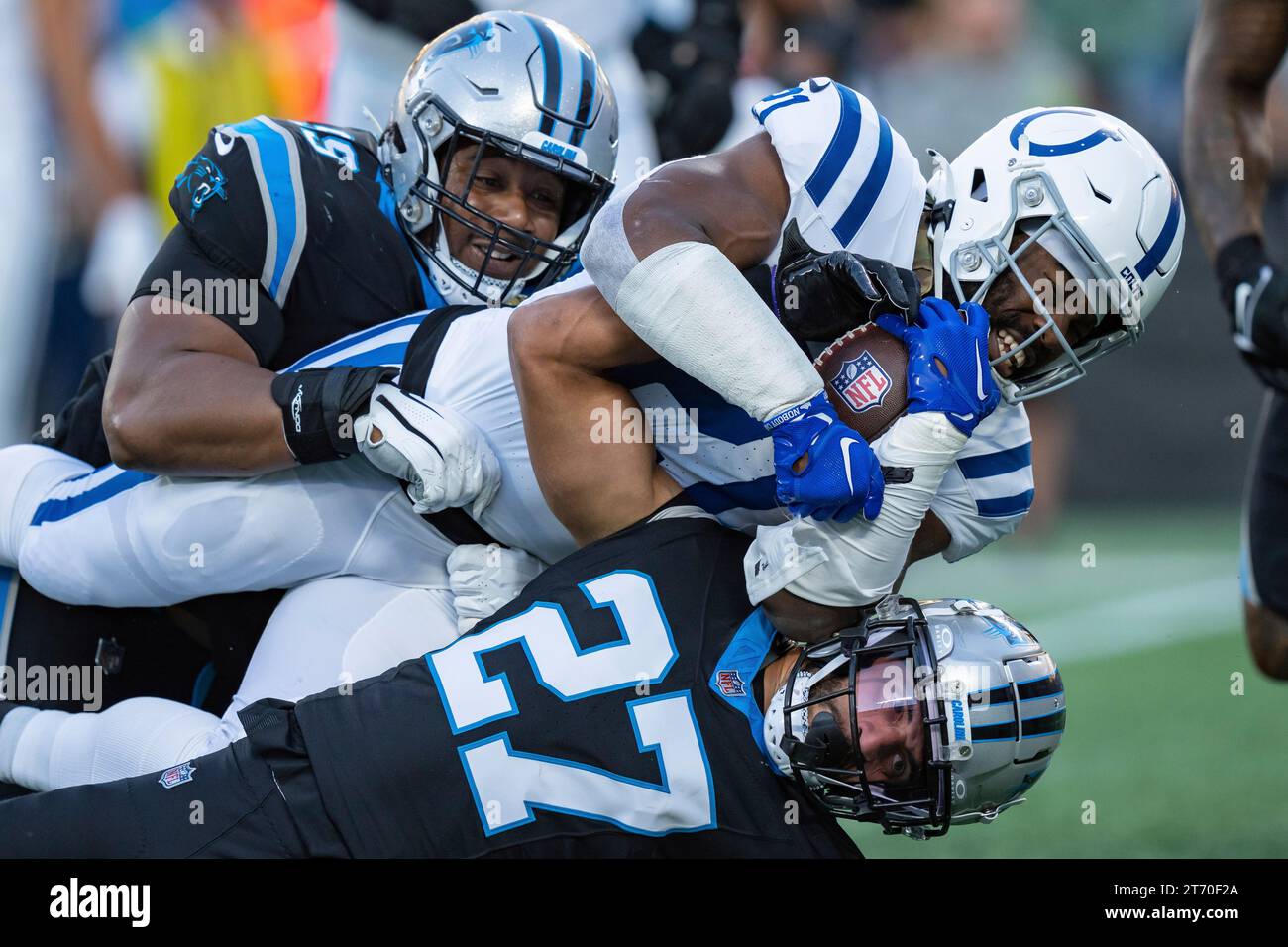 Carolina Panthers safety Alex Cook (27) and defensive tackle Shy Tuttle ...