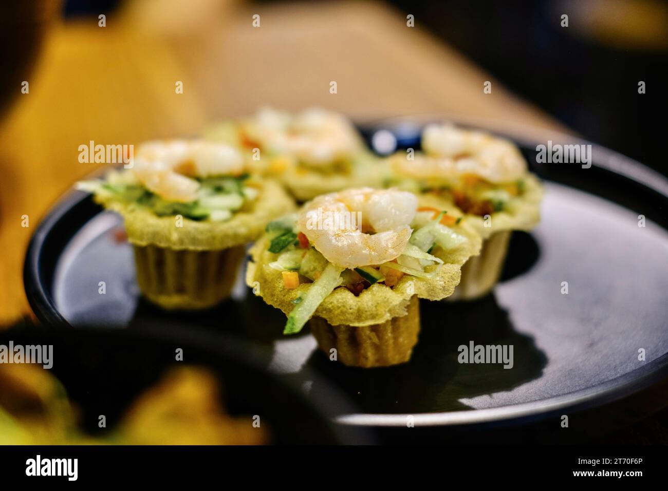 Prawn pie tee (kueh pai tee) filled with julienned jicama, i.e. Chinese ...