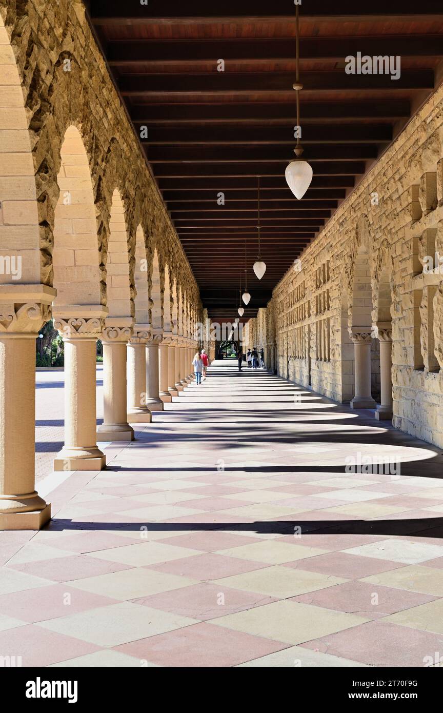 Stanford, California, USA. Archways and columns add beautiful ...