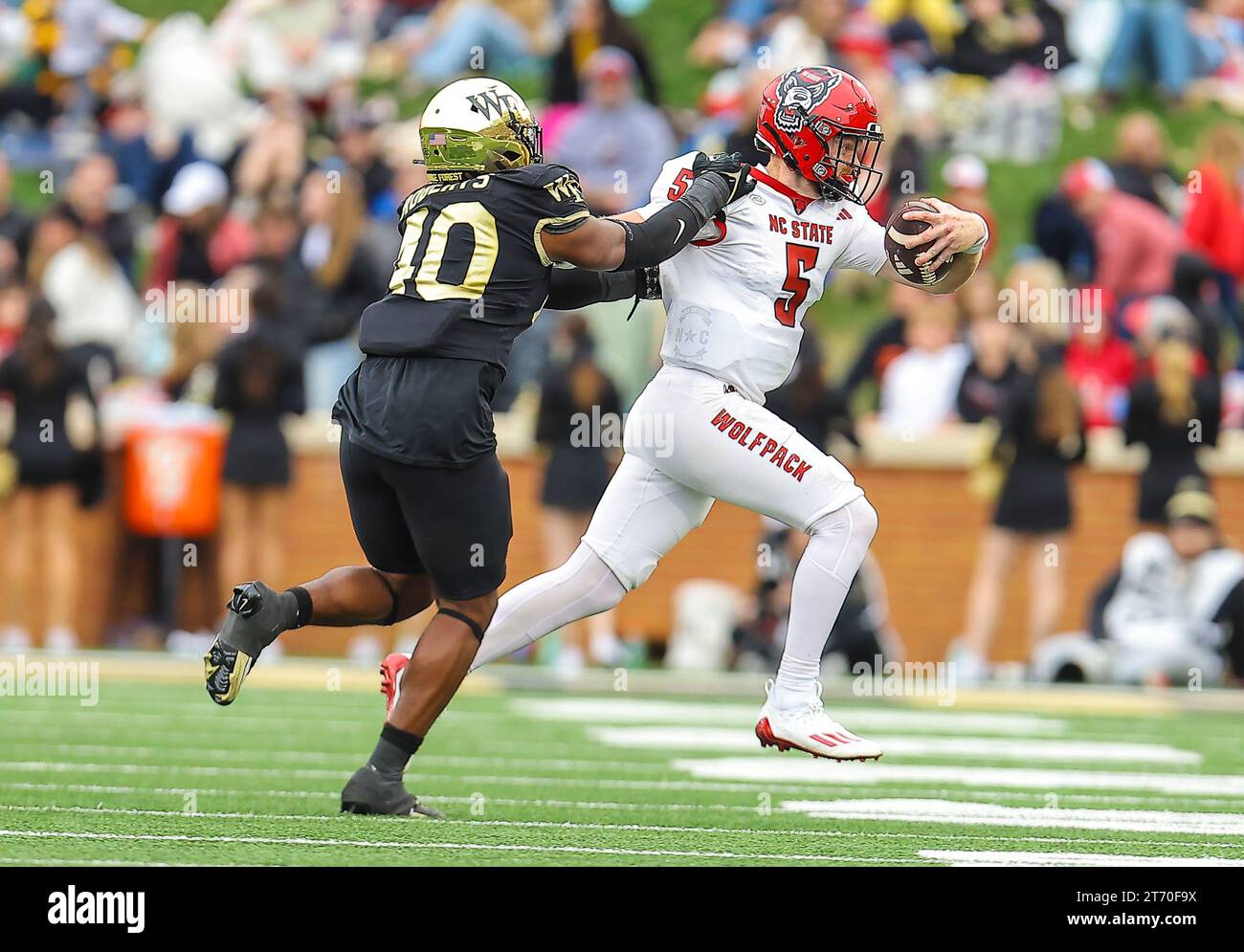 November 11,2023: Wake Forest senior Jacob Roberts (40) tackles NC ...