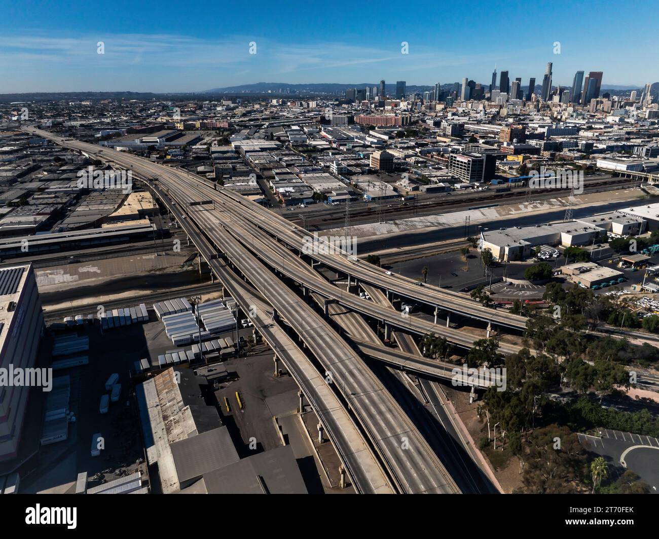 The Interstate 10 freeway in downtown Los Angeles is closed in all ...