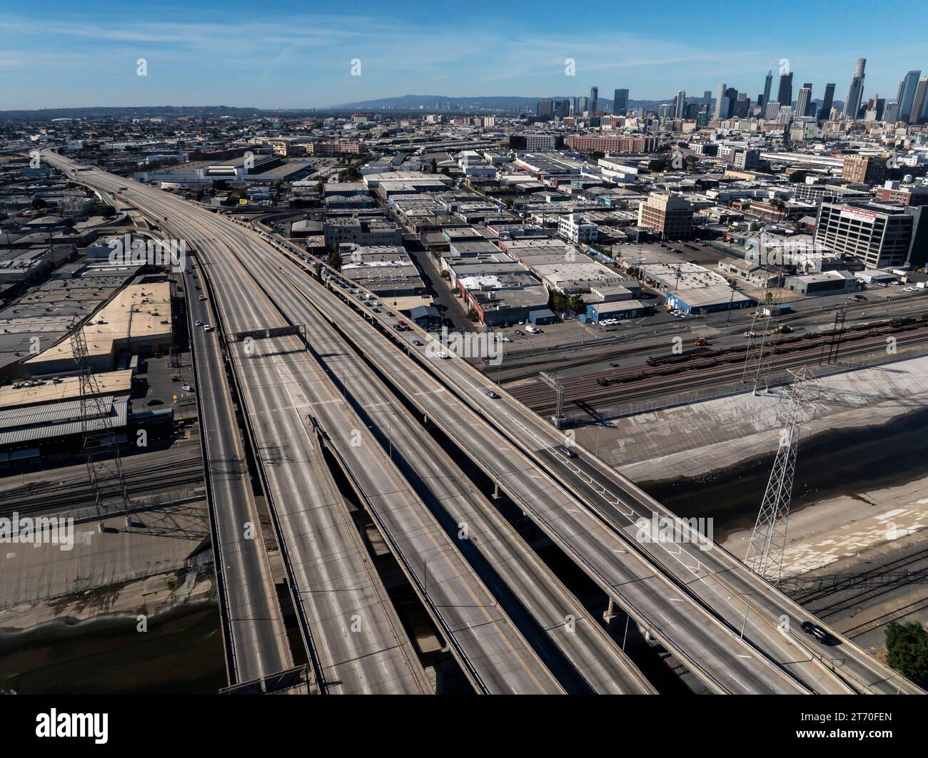 The Interstate 10 freeway in downtown Los Angeles is closed in all ...