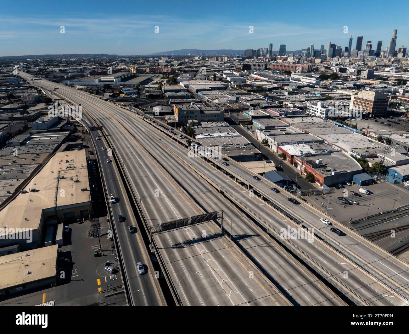 The Interstate 10 freeway in downtown Los Angeles is closed in all ...