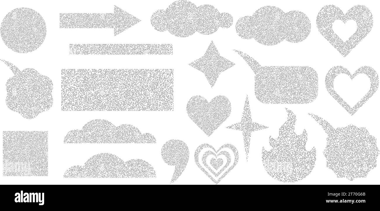 Set of shapes made of grainy sandy texture. Grainy noise template ...