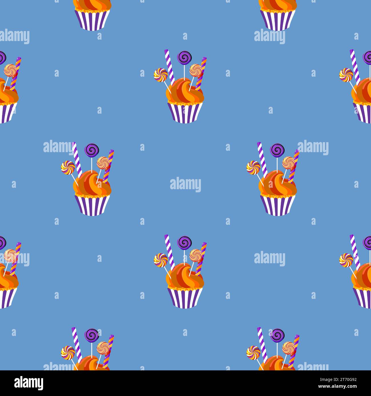 Seamless pattern with sweets on a blue background. Seamless background ...