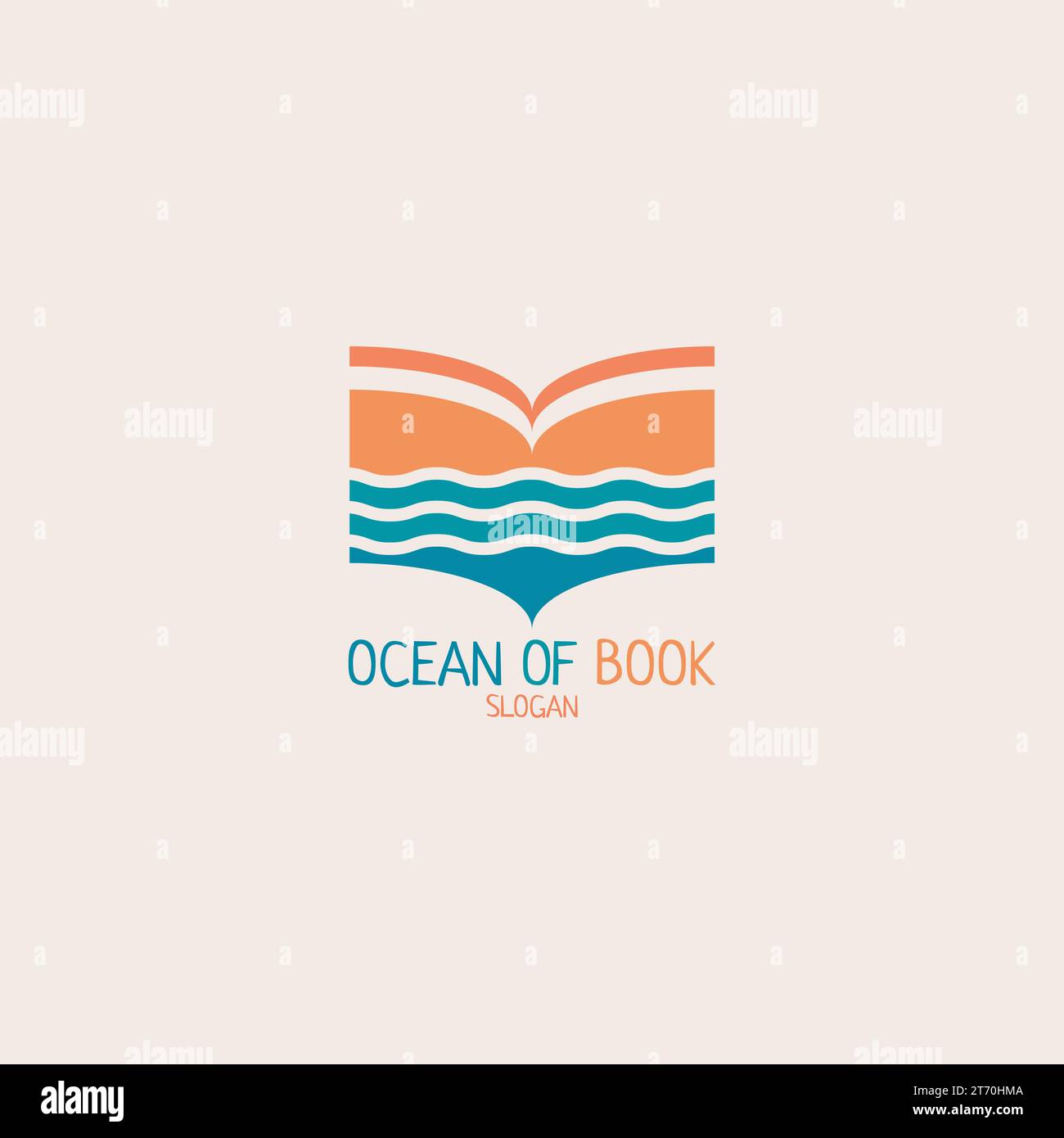 Book logo merged with ocean, beach and twilight sky Stock Vector Image ...