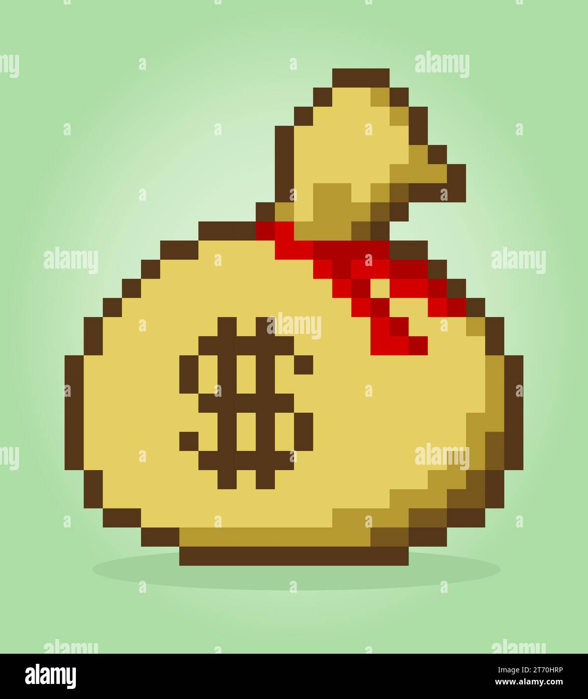 Pixel 8 bit money bag. Game assets icon in vector illustration Stock ...