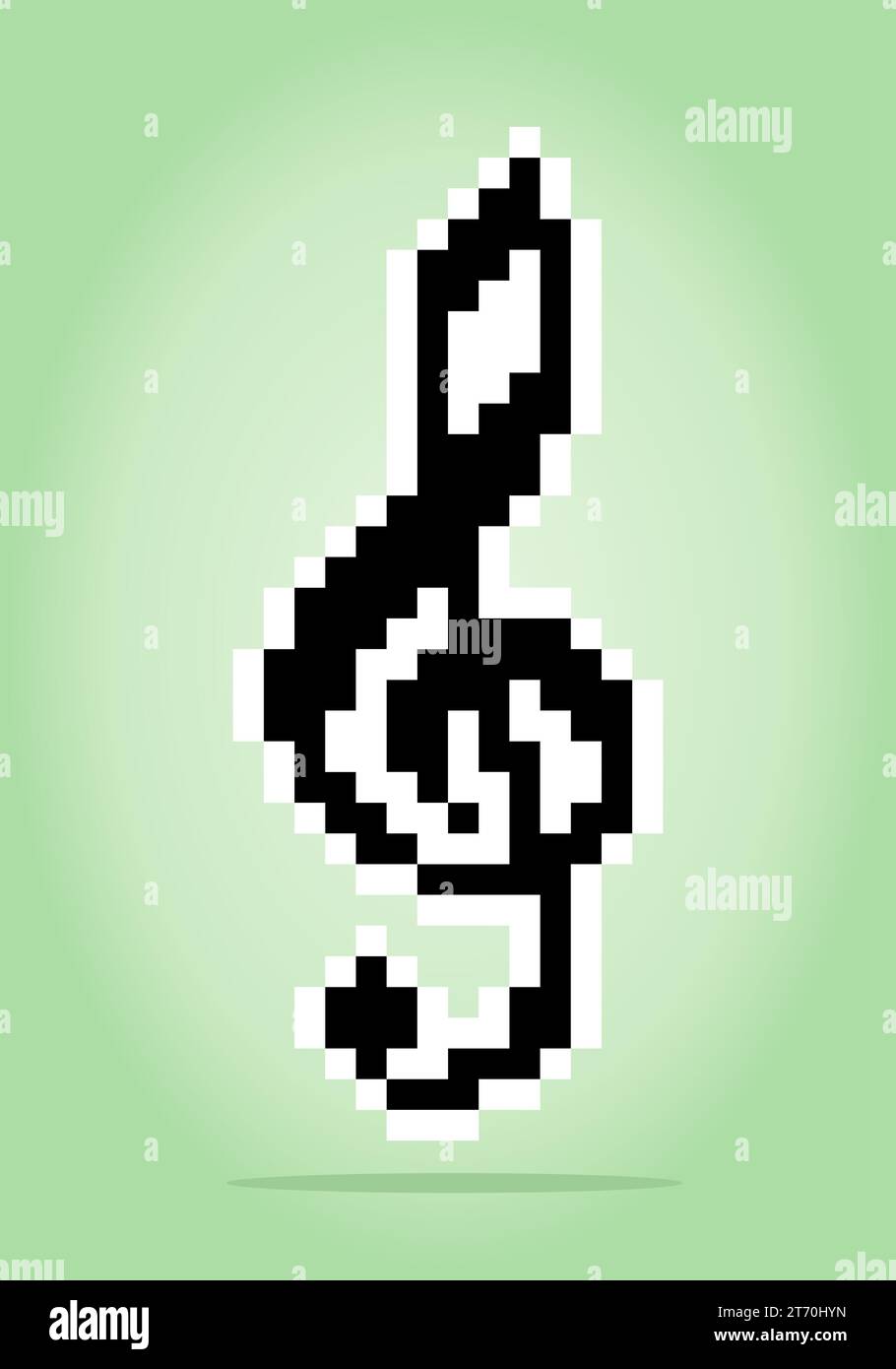 8 bit pixel of note music for game assets and cross stitch patterns in ...