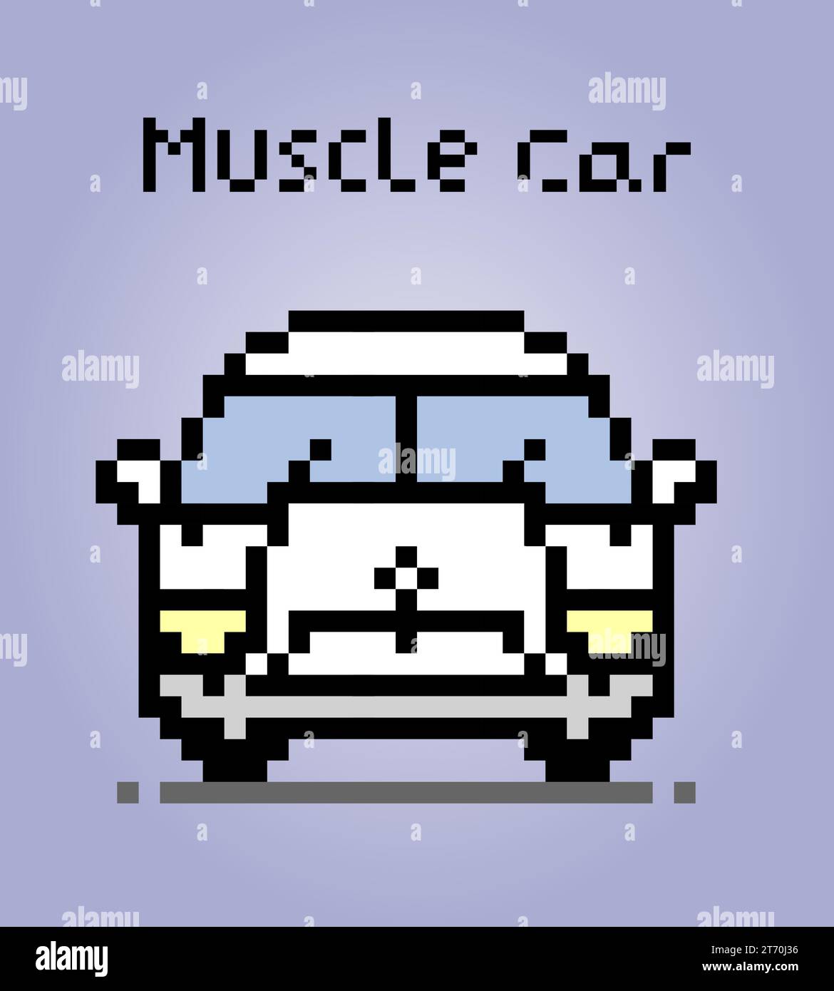 car 8 bit pixels. front view of car transport object for game assets in ...