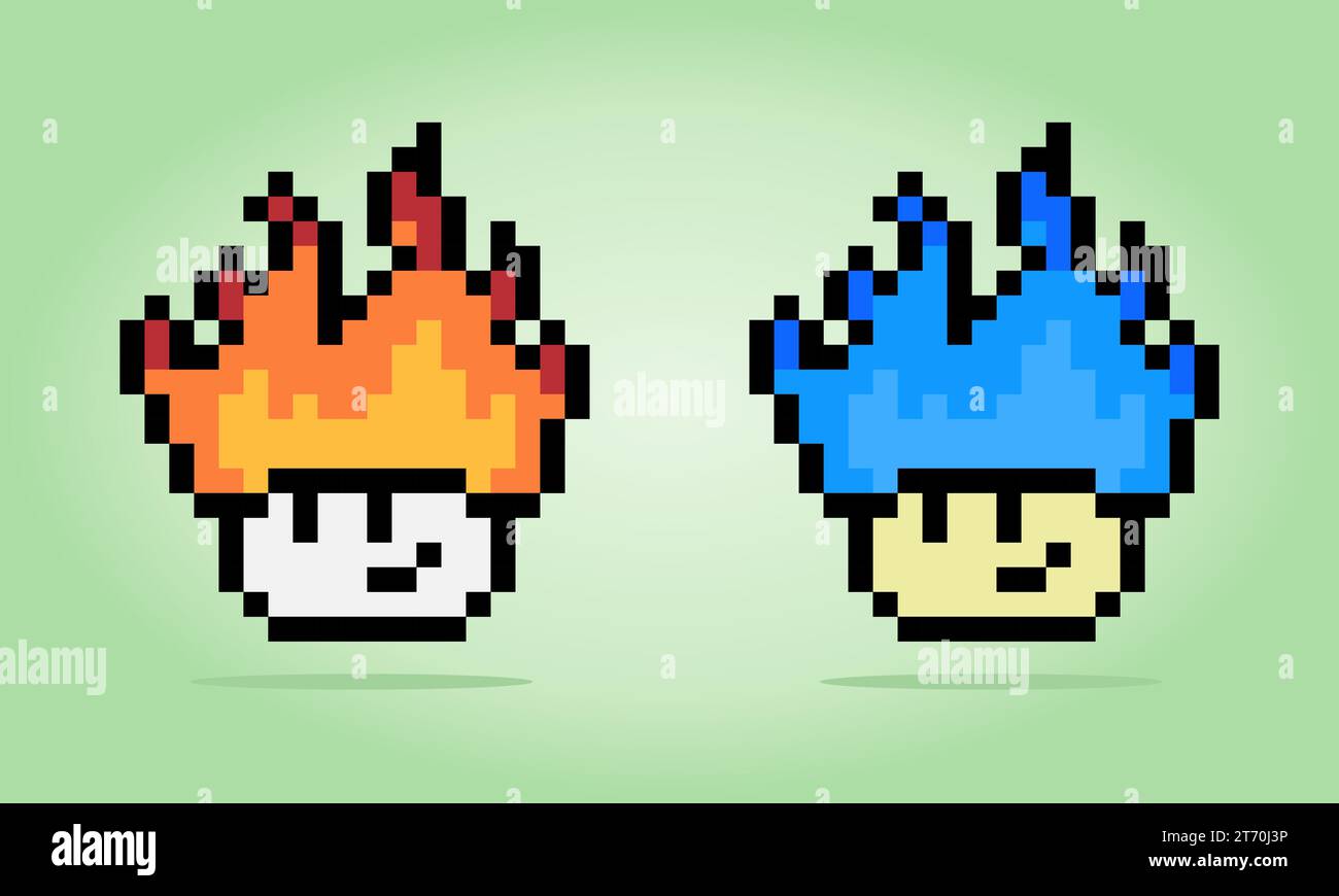 8 bit pixel mushroom. plants for game assets and cross stitch patterns ...