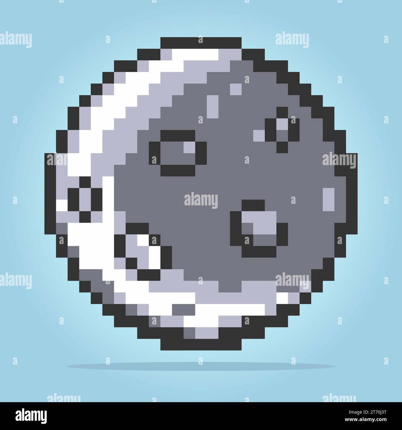8 bit pixel moon. A planet for game assets and cross stitch patterns in vector illustrations ...