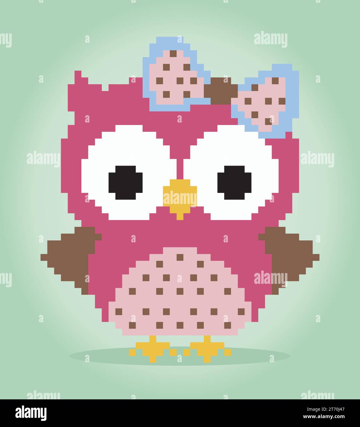 8 bit pixels owl. Animals for game assets and cross stitch patterns in ...