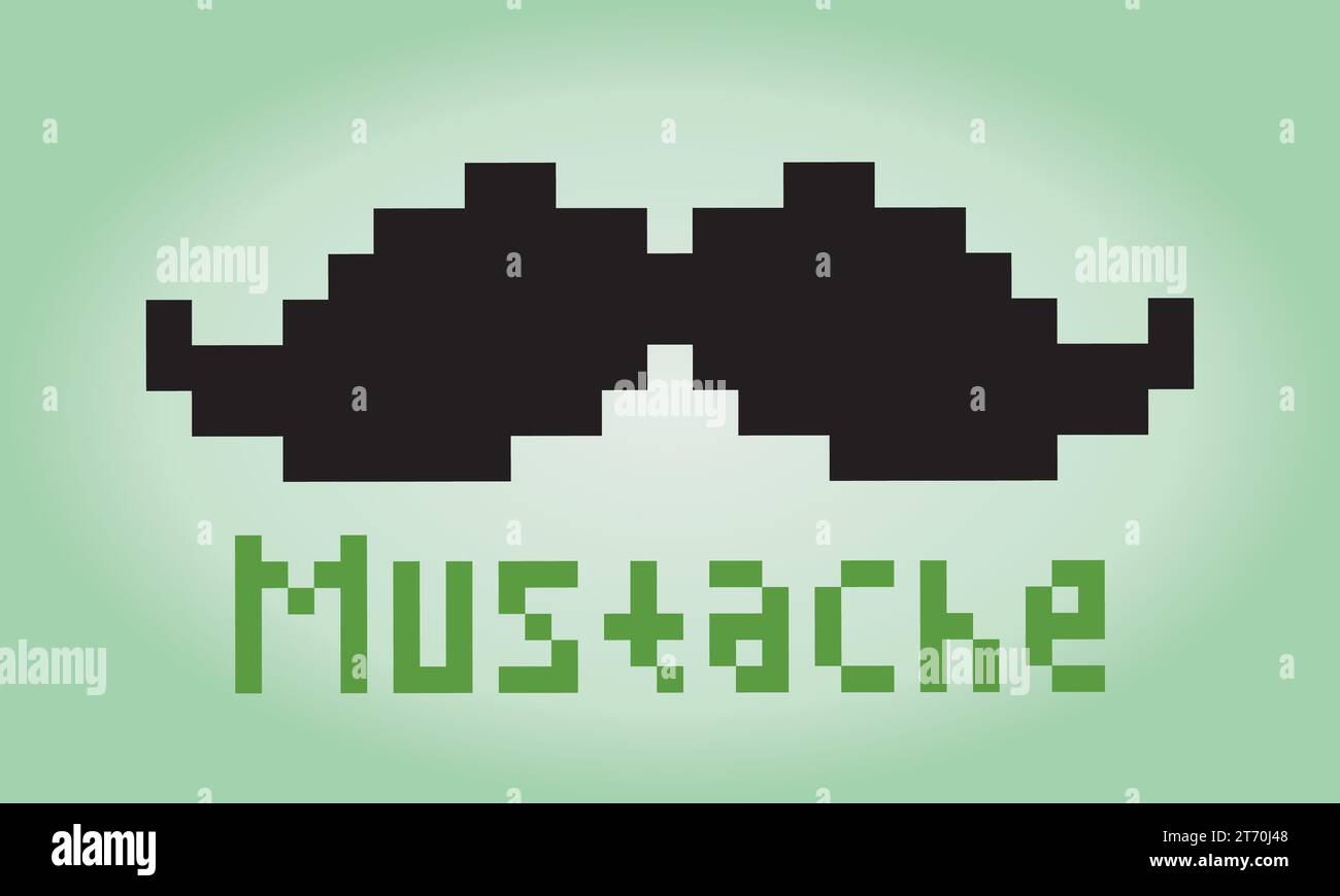 8 bit pixel of mustache for game assets and cross stitch patterns in ...