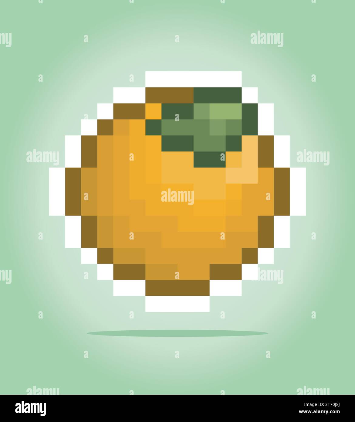 8 bit pixel of orange. Citrus Fruits for game assets and cross stitch ...