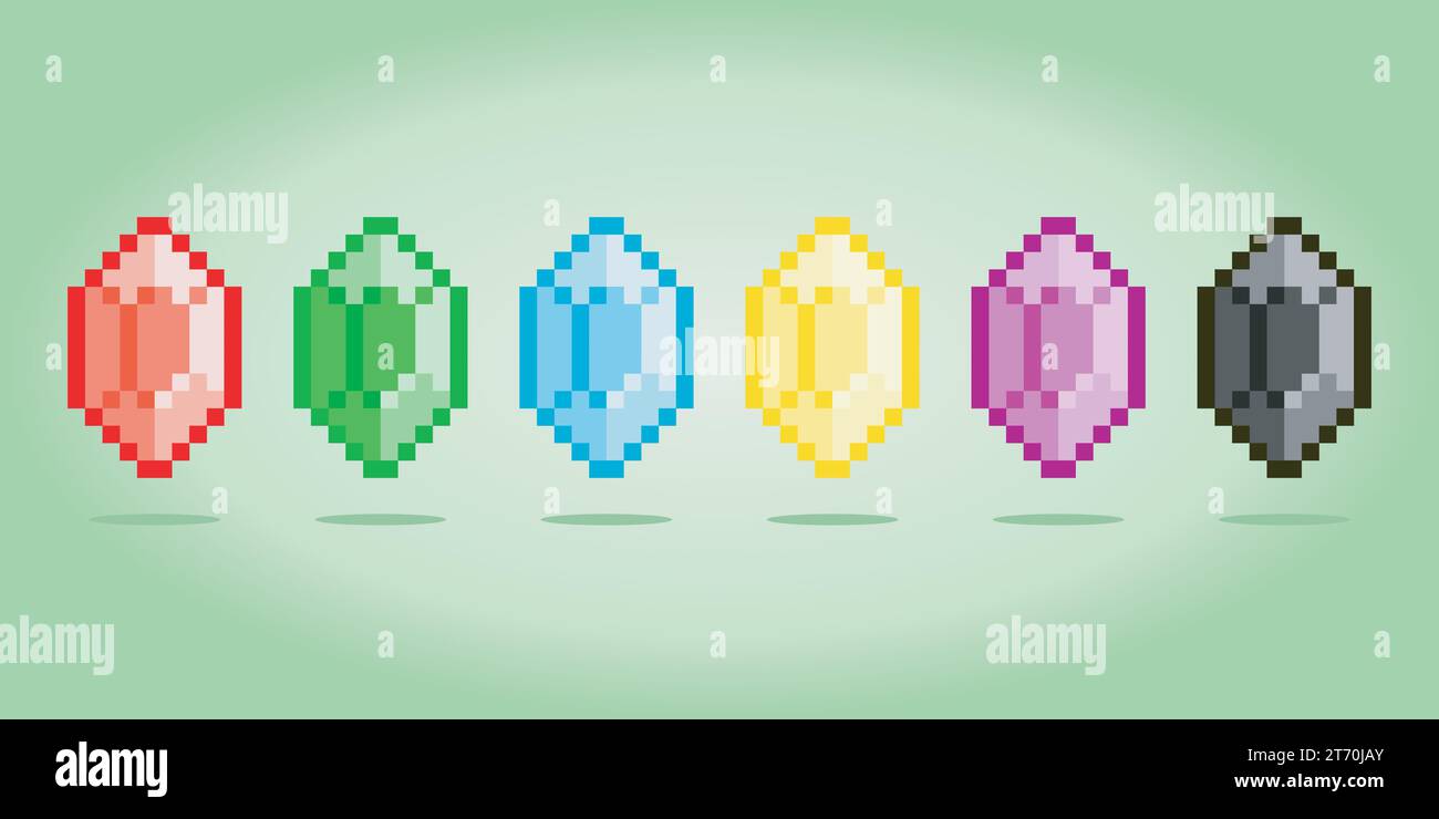 8 bit pixel ruby. Gemstones for game assets and cross stitch patterns ...
