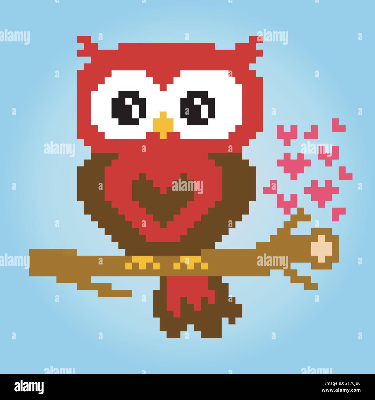 8 bit pixels owl on tree. Animals for game assets and cross stitch ...