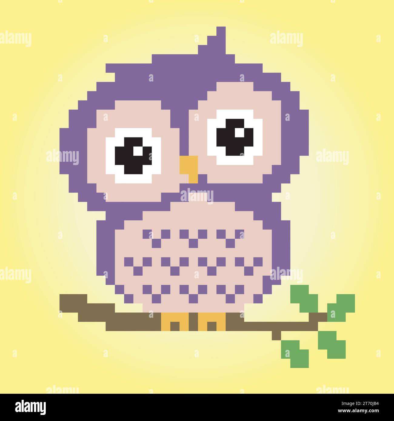 8 bit pixels owl on tree. Animals for game assets and cross stitch ...