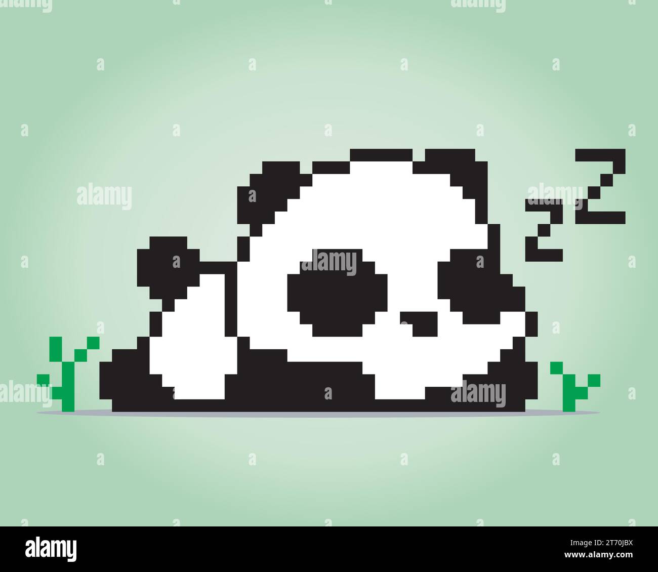 8 bit pixels panda sleeping. Animals for game assets and cross stitch patterns in vector ...