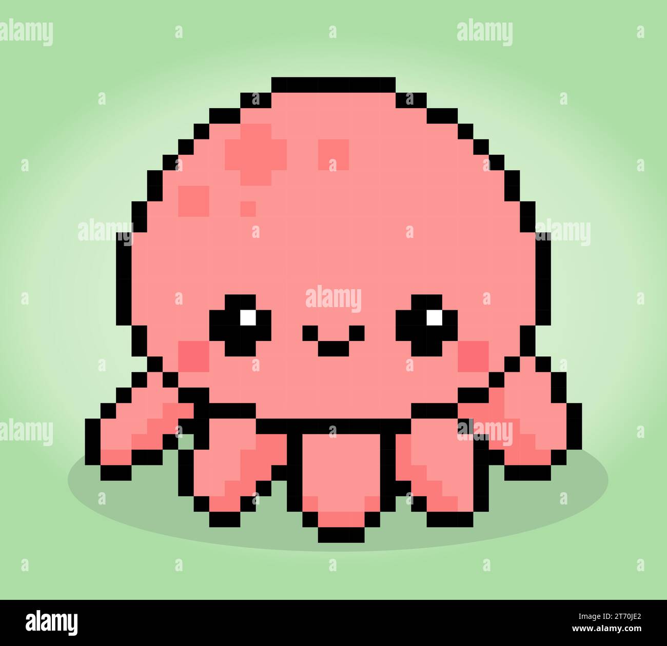 8 bit pixel of octopus. Animal for game assets and cross stitch ...