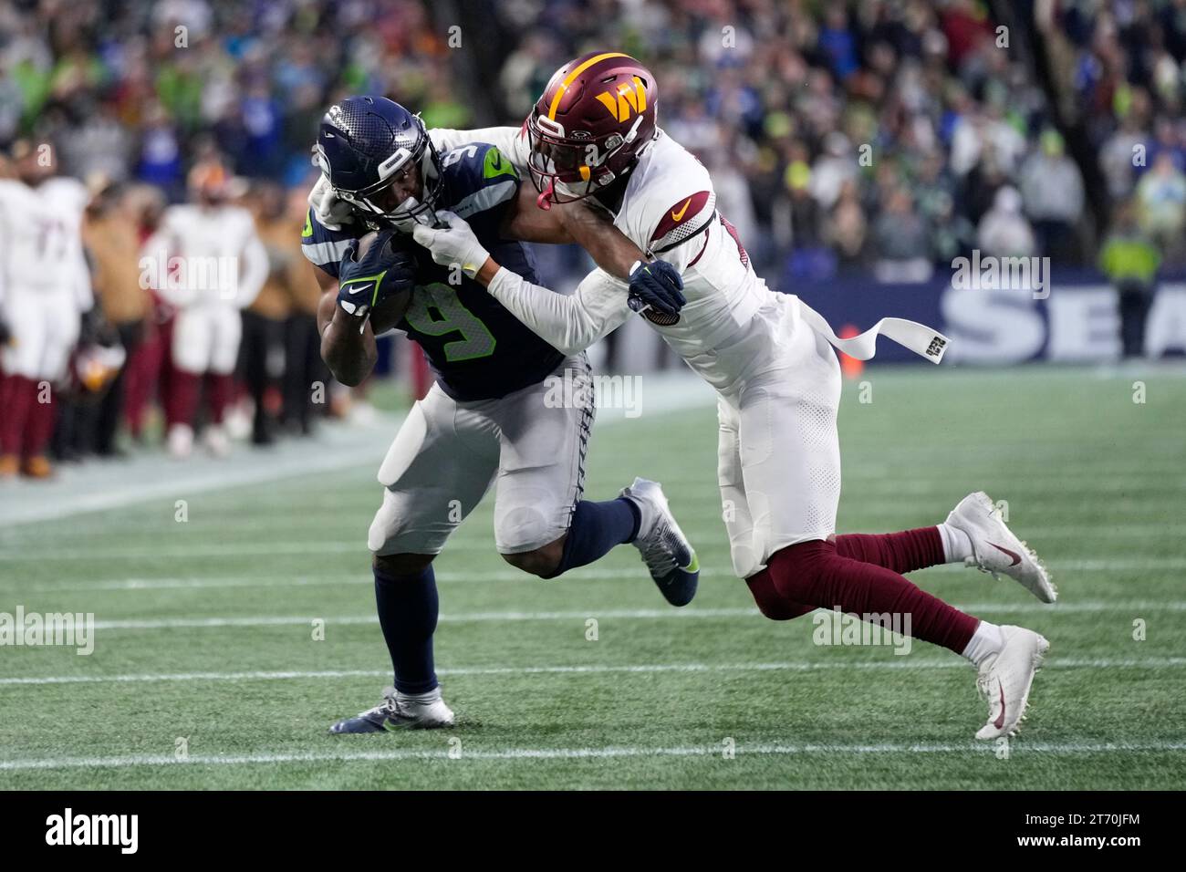 Seattle Seahawks running back Kenneth Walker III (9) runs with the ball ...