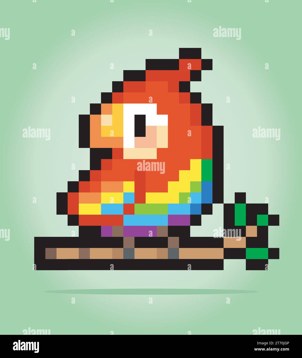8 bit pixel of parrots. Animals for game assets and cross stitch patterns in vector ...