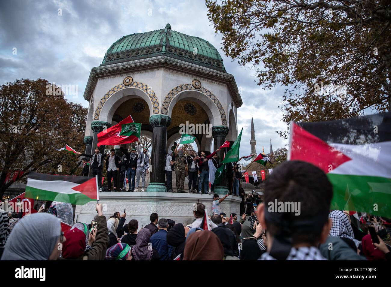 Istanbul, Turkey. 12th Nov, 2023. Palestinian supporters who went to ...