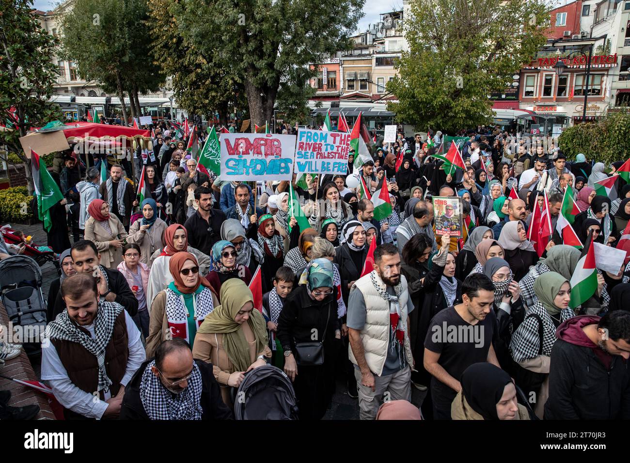 Istanbul, Turkey. 12th Nov, 2023. The demonstrators entering ...