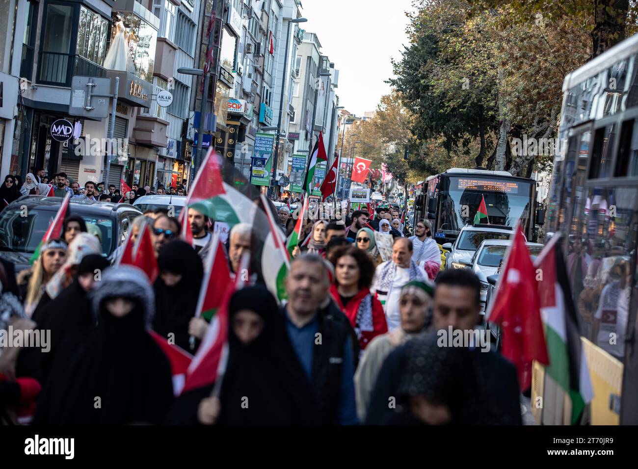 Istanbul, Turkey. 12th Nov, 2023. Palestinian supporters walking from ...